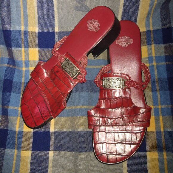 Harley-Davidson | Shoes | Womens Harley Davidson Red Croc Slides ...
